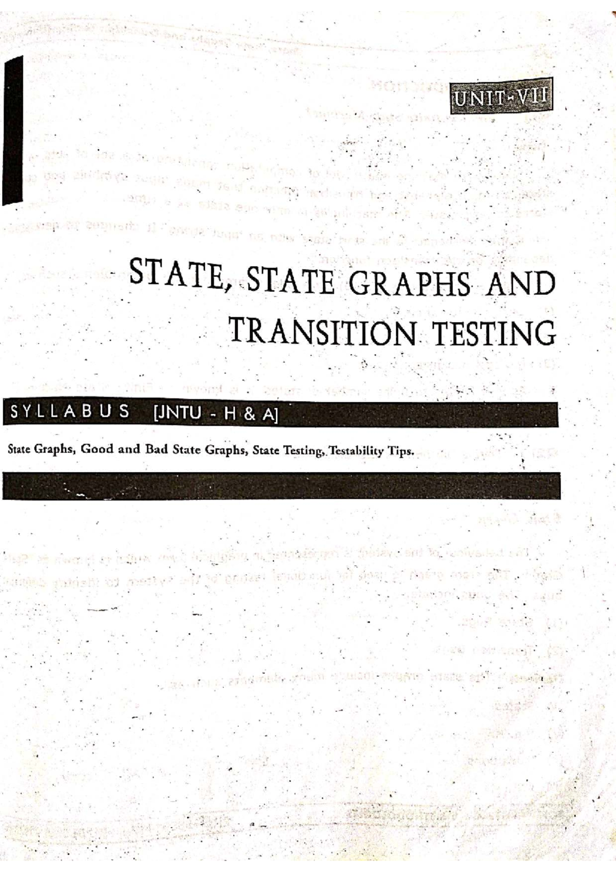 State, State Graphs and Transition Testing Syllabus (STM 7.2) - Studocu