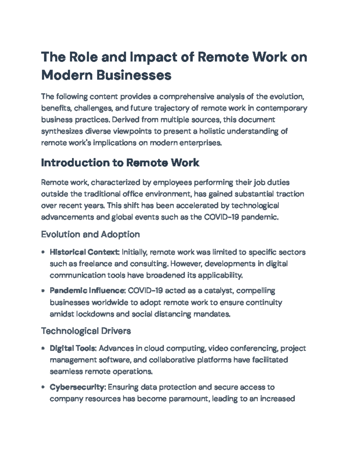 The Role and Impact of Remote Work on Modern Businesses: Insights ...