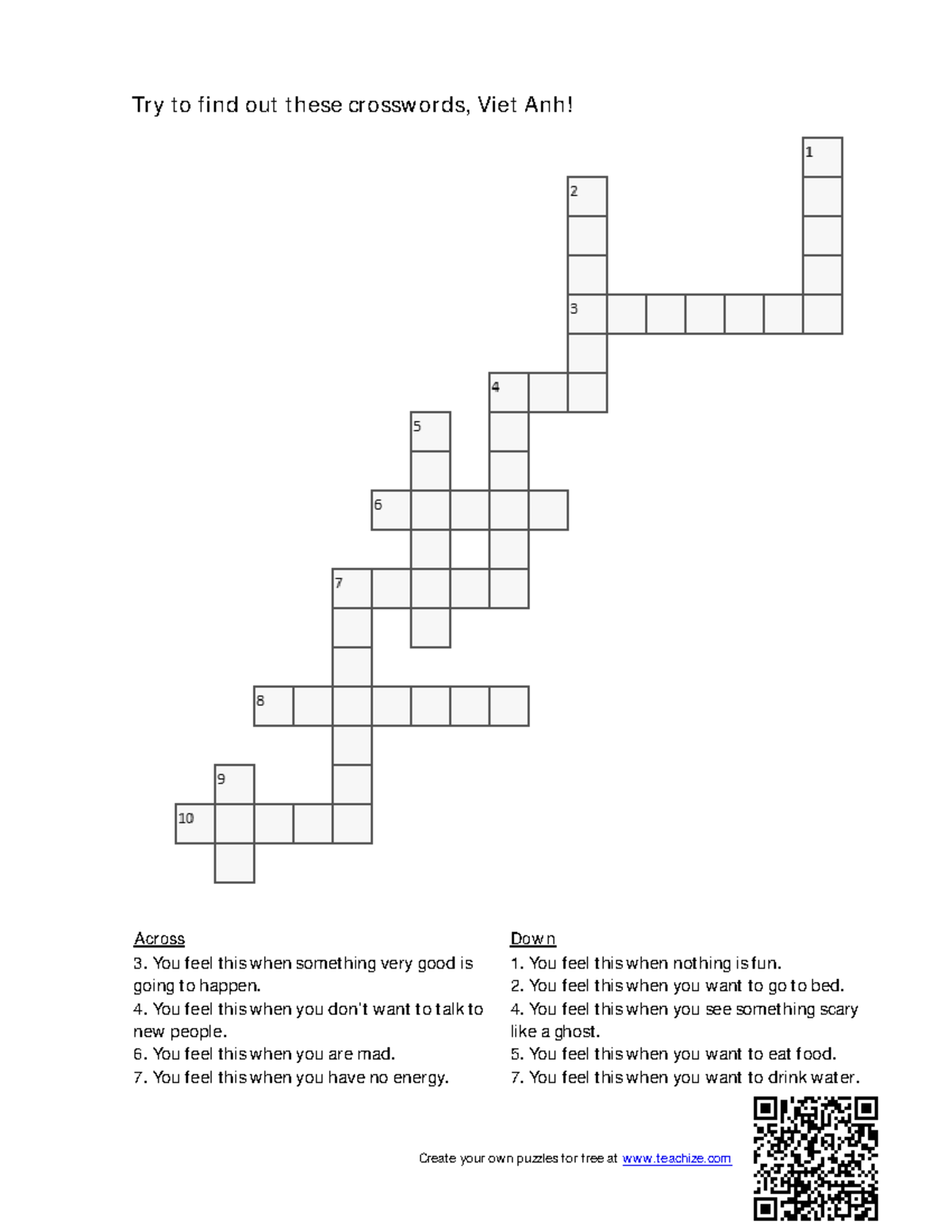 27.01.26 - Homework - Crossword Puzzle on Emotions - Studocu
