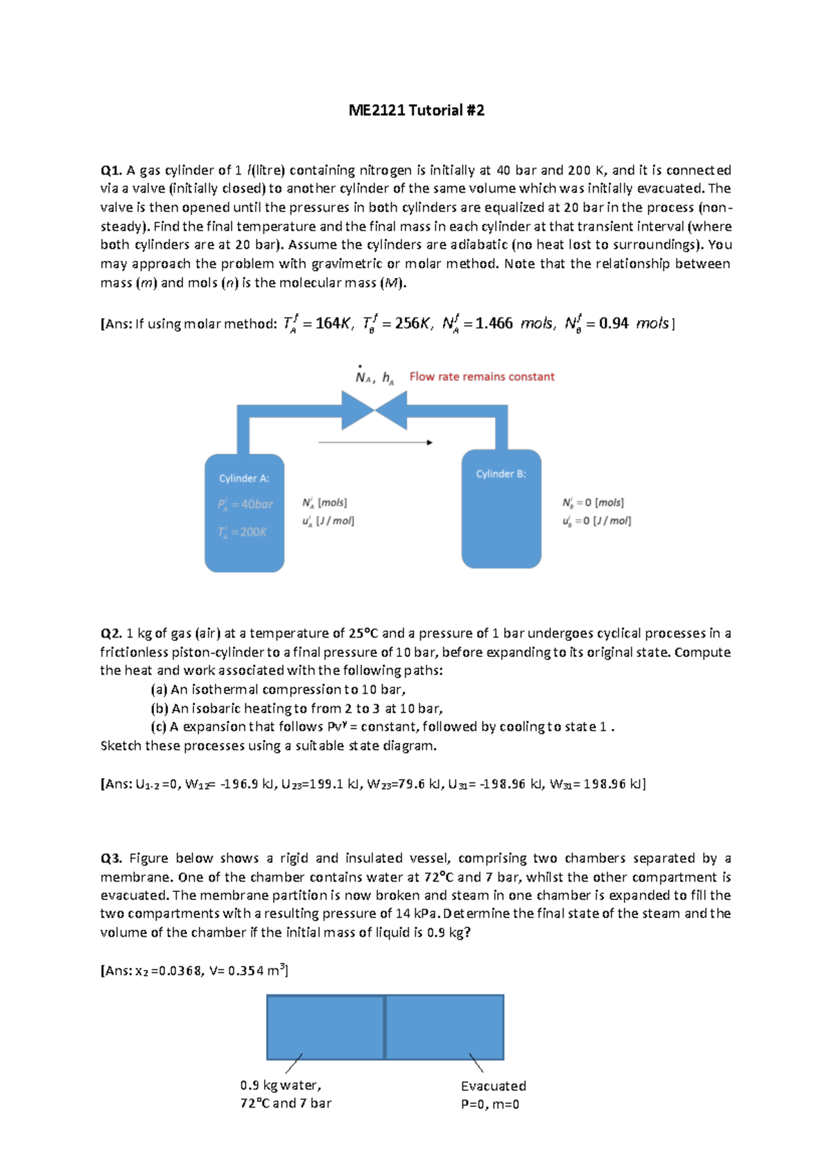 ME2121 Tutorial 2: Gas Cylinder and Thermodynamic Processes Analysis ...
