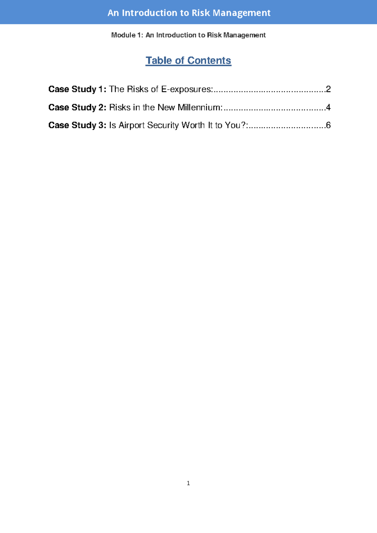 Risk Management Insights: Case Studies & Types of Risks (Module 1 ...