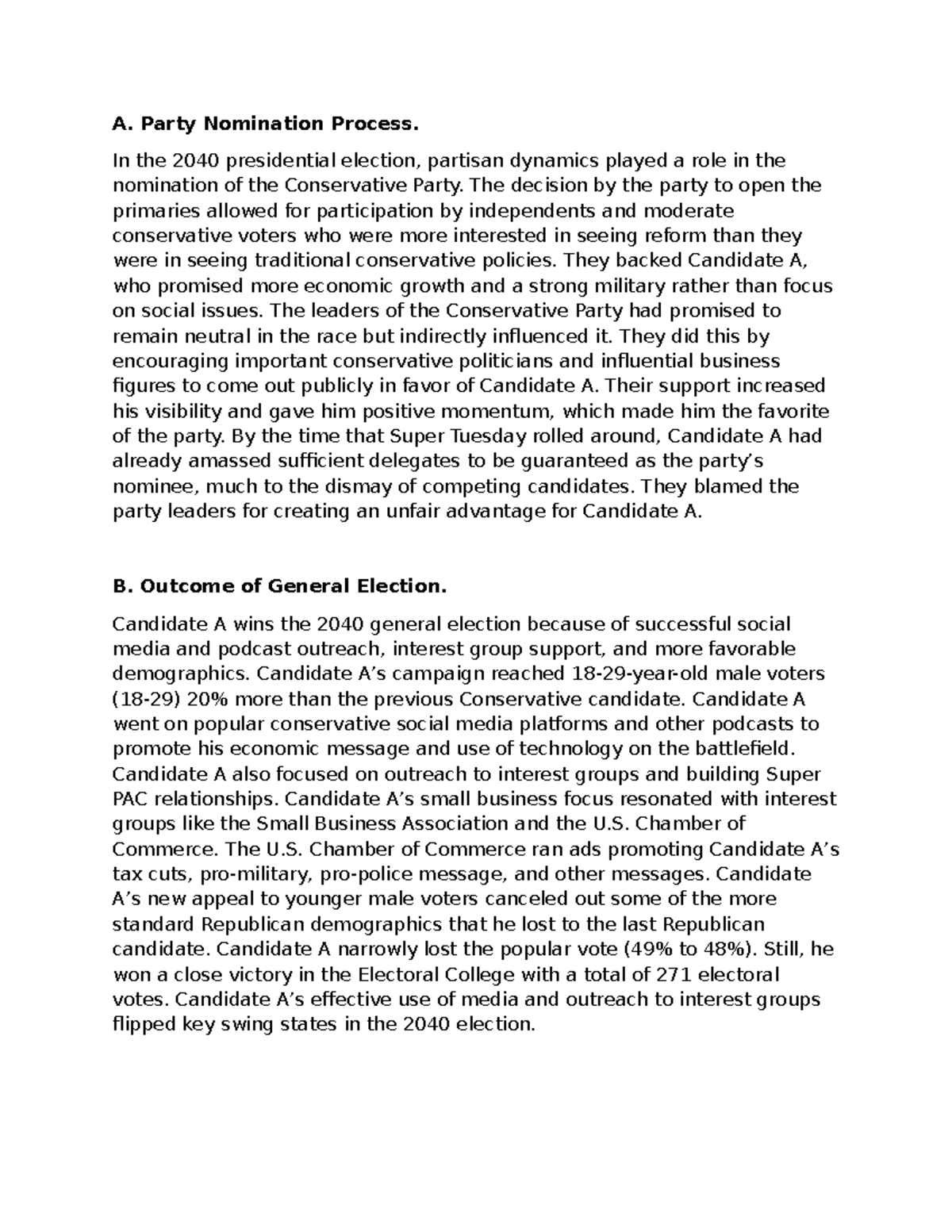 C963 Task 2: Analysis of the 2040 Conservative Party Nomination Process ...