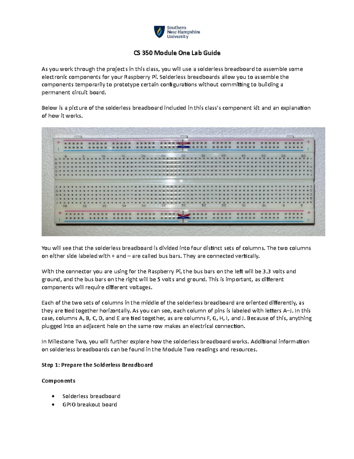CS 350 Module 1 Lab: Solderless Breadboard Setup Guide - Studocu
