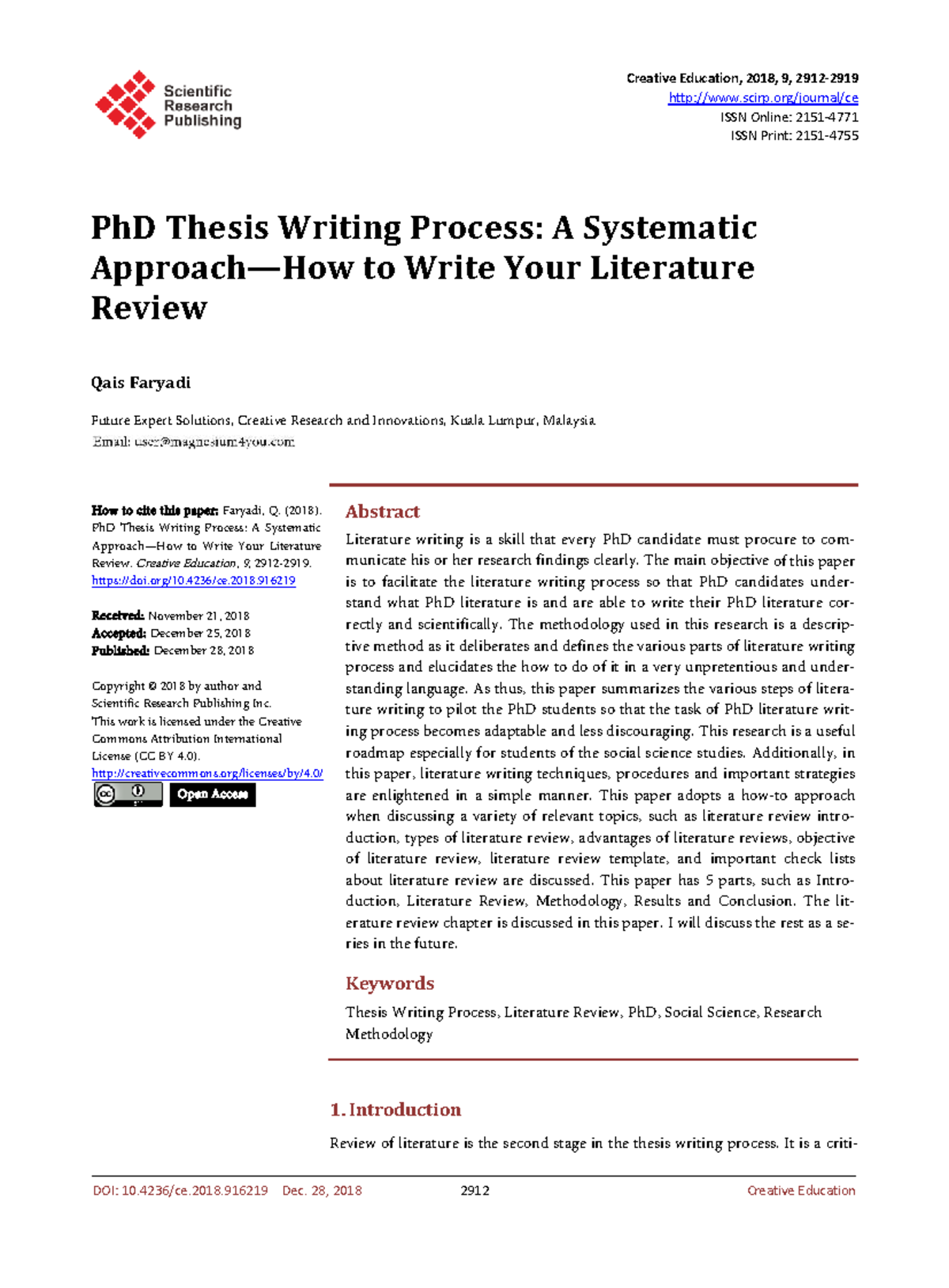 PhD Thesis Writing Process: A Systematic Approach to Literature Review ...