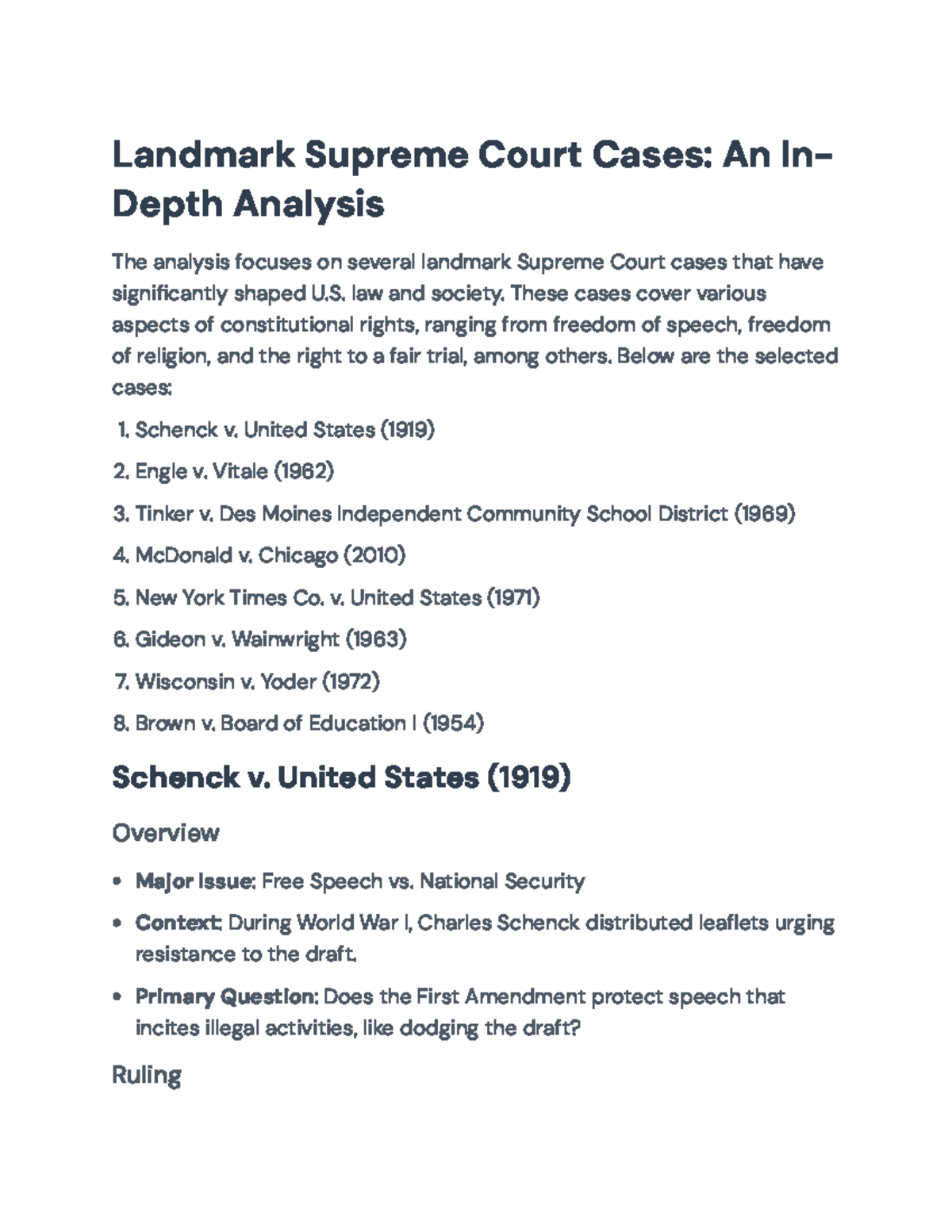 Landmark Supreme Court Cases: In-Depth Analysis for Legal Studies ...