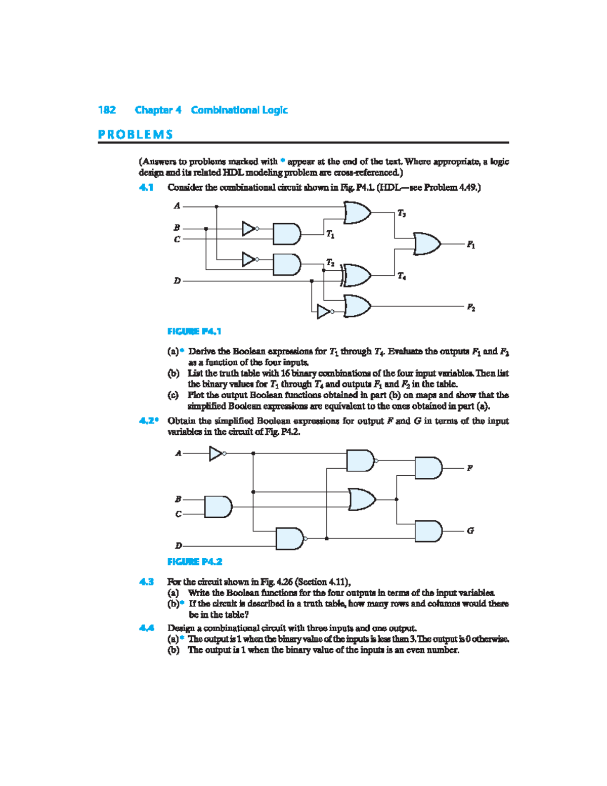 182 Combinational Logic Problems - Chapter 4 Solutions - Studocu