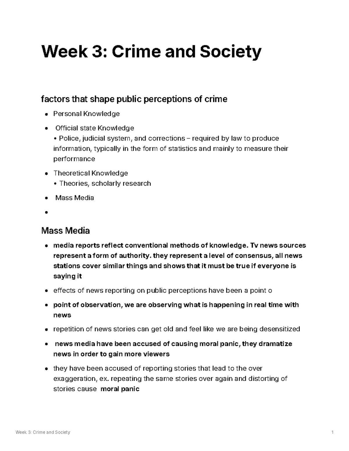 Week 3: Crime and Society - Media Influence on Public Perception and ...