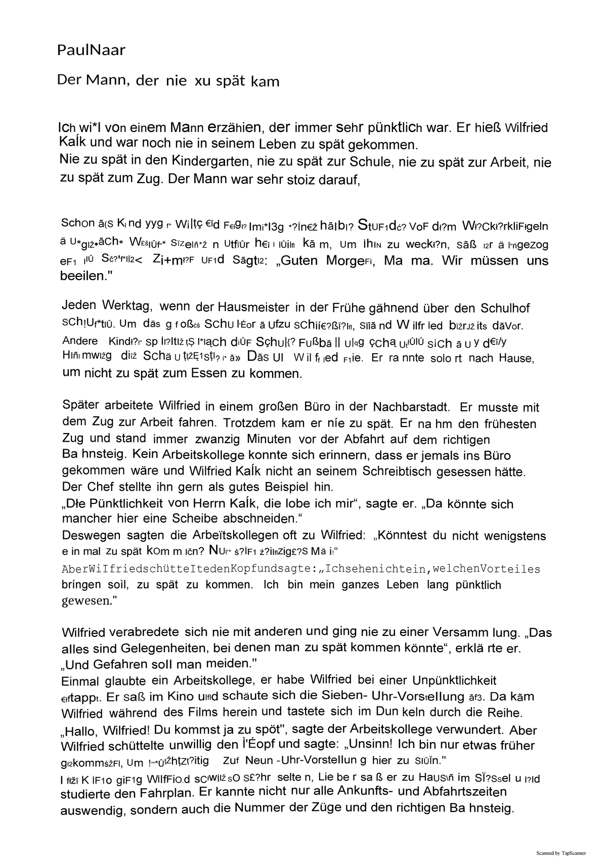 Paul Maar - Der Mann, der nie zu spät kam - TEXT - Studocu