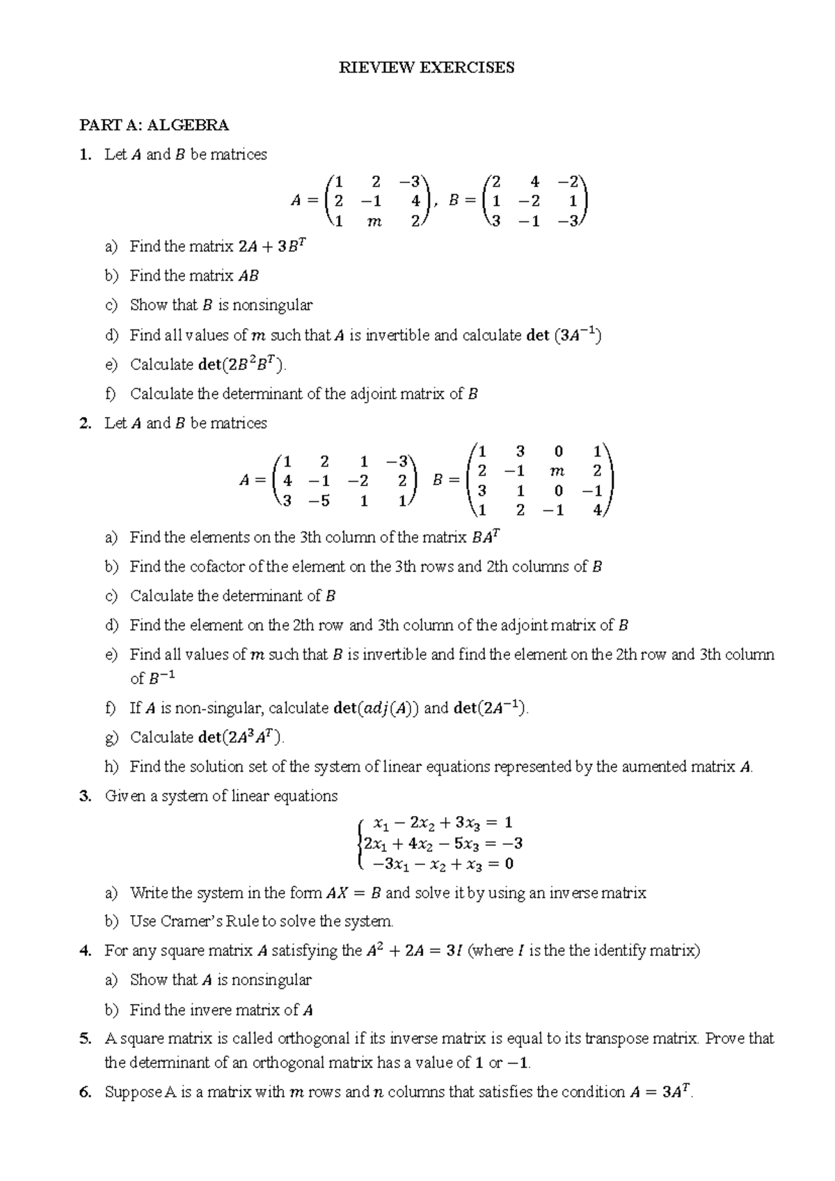 Final Exam Review: Algebra & Calculus (MATH 101) - Studocu