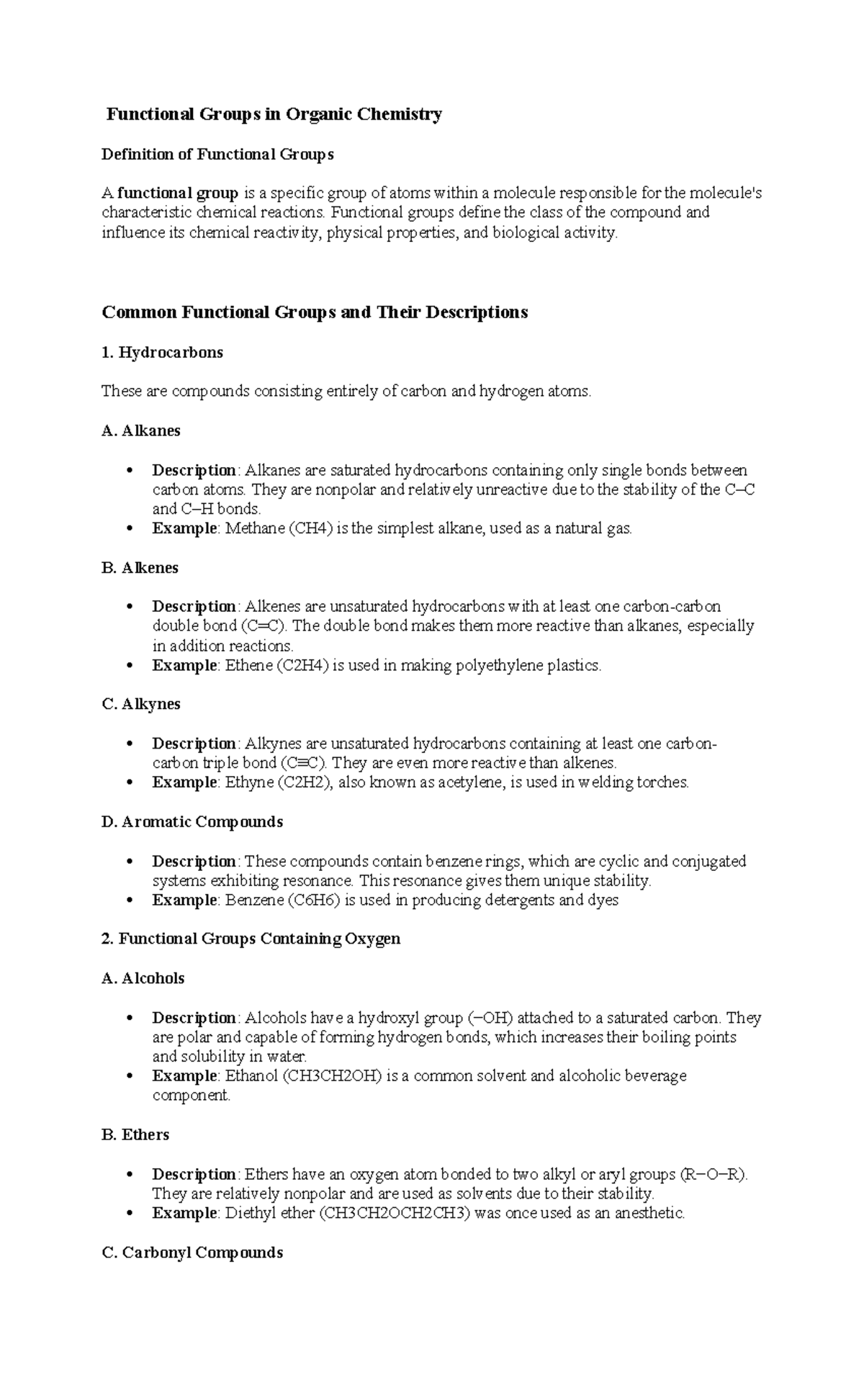 Functional Groups in Organic Chemistry - Functional Groups in Organic ...