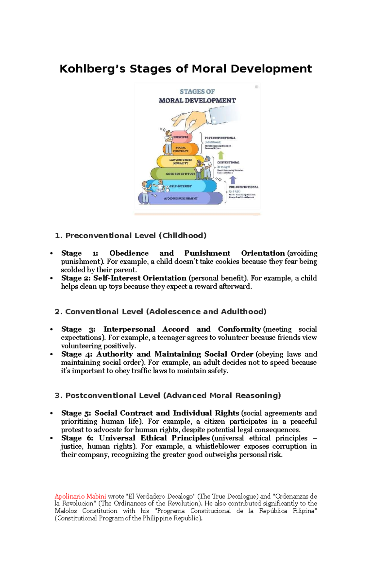 Kohlberg's Stages of Moral Development: A Comprehensive Overview - Studocu