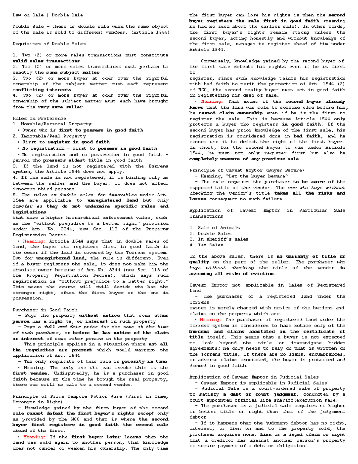 Law on Double Sale: Understanding Article 1544 and Its Implications ...