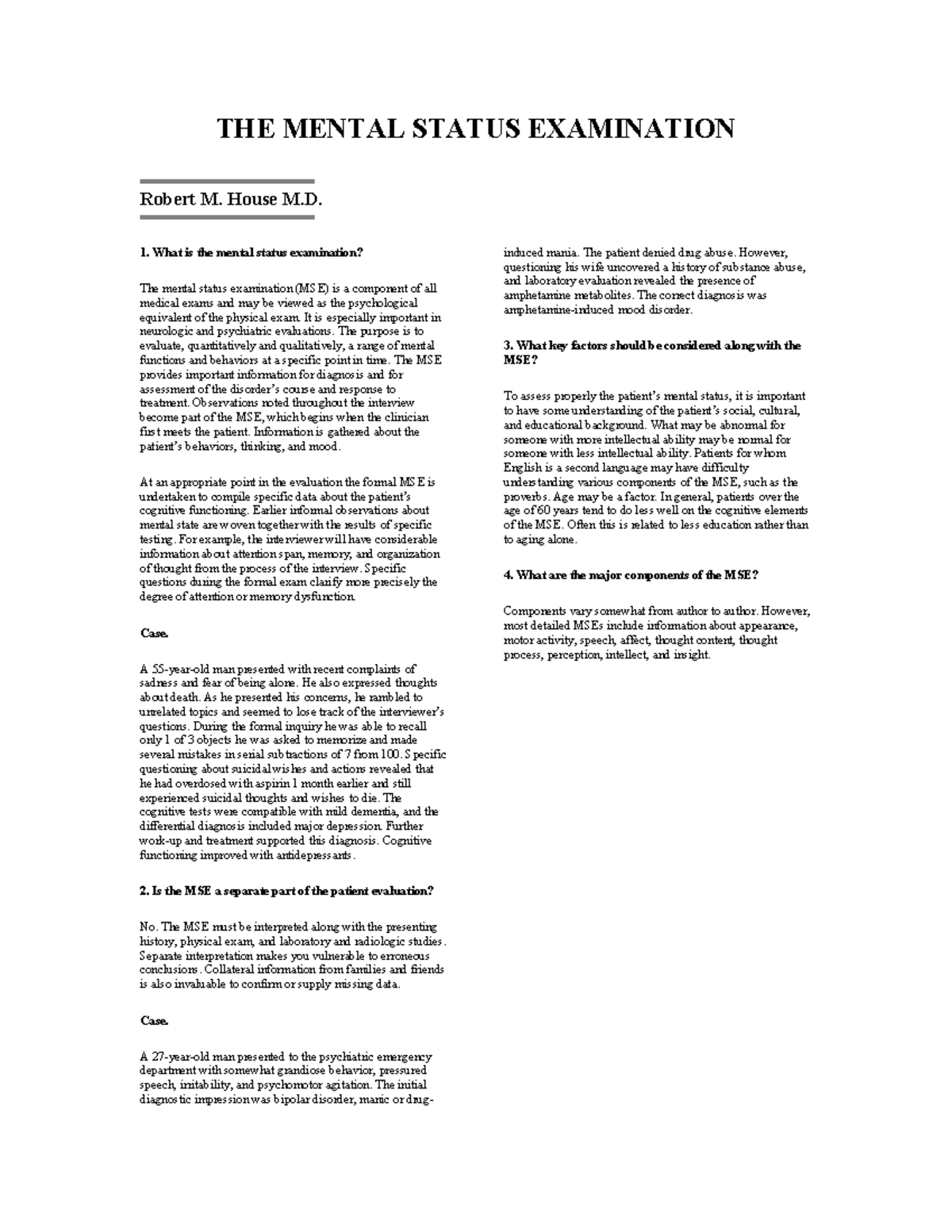 MMSE - Understanding the Mental Status Examination and Its Components ...