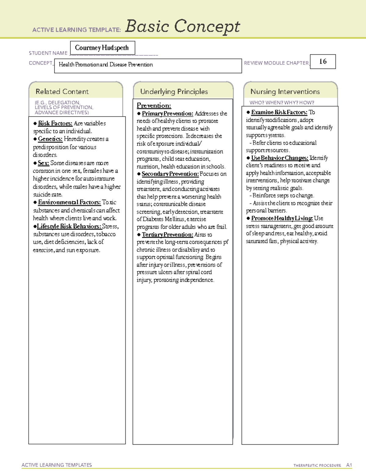 Health Promotion & Disease Prevention: Basic Concepts Chp 16 - Studocu
