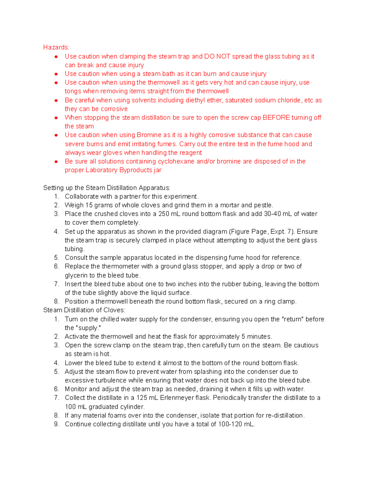 Orgo Pre Lab 7 - Steam Distillation and Clove Oil Extraction Guide ...