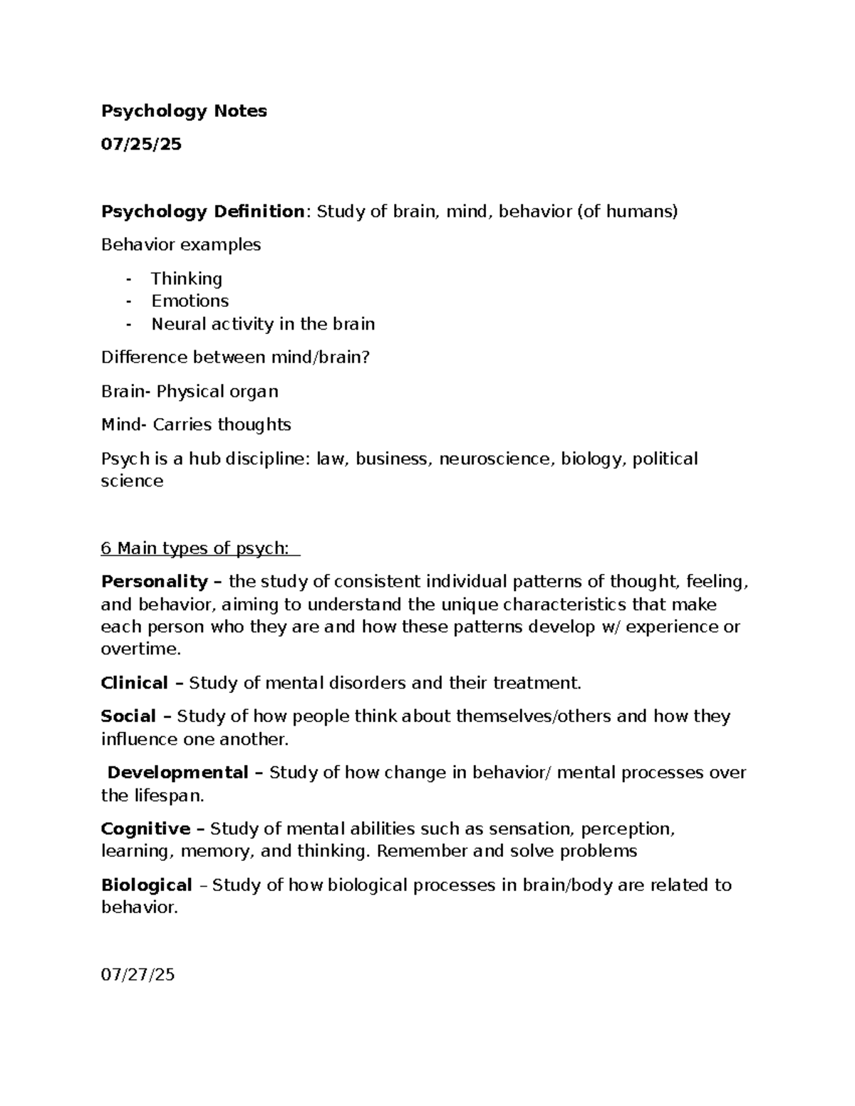 Psychology 101: Key Concepts & Research Methods Review Notes - Studocu