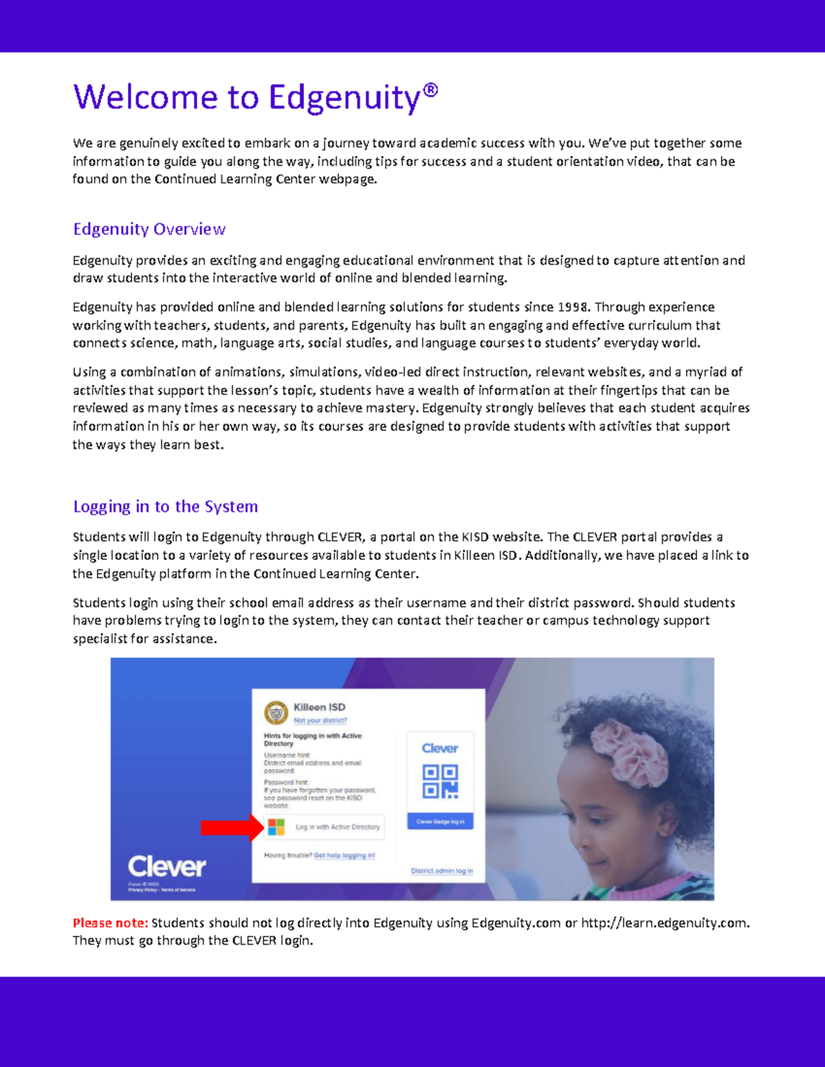 Edgenuity Info Sheet: Student Login Guide and Tips for Success - Studocu
