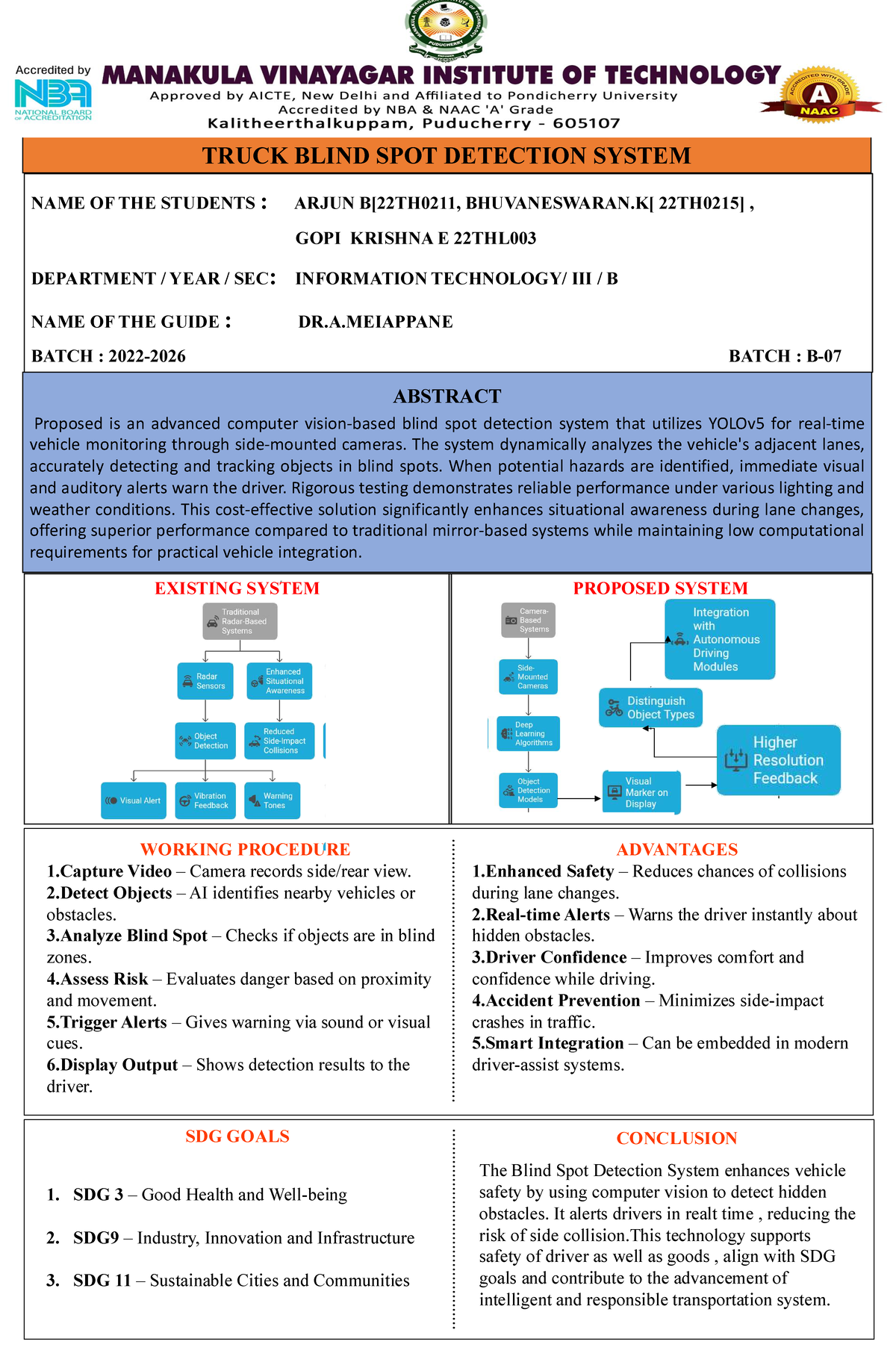 TRUCK BLIND SPOT DETECTION SYSTEM - BATCH 07 PROJECT REPORT - Studocu