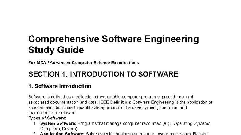 MCA Advanced Computer Science: Comprehensive Software Engineering Guide ...