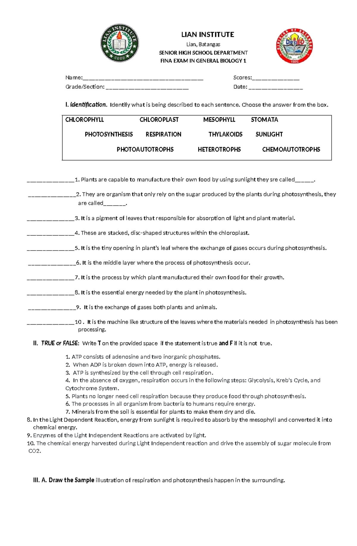 BIOL 101 Final Exam Review: General Biology 1 (2024) - Studocu