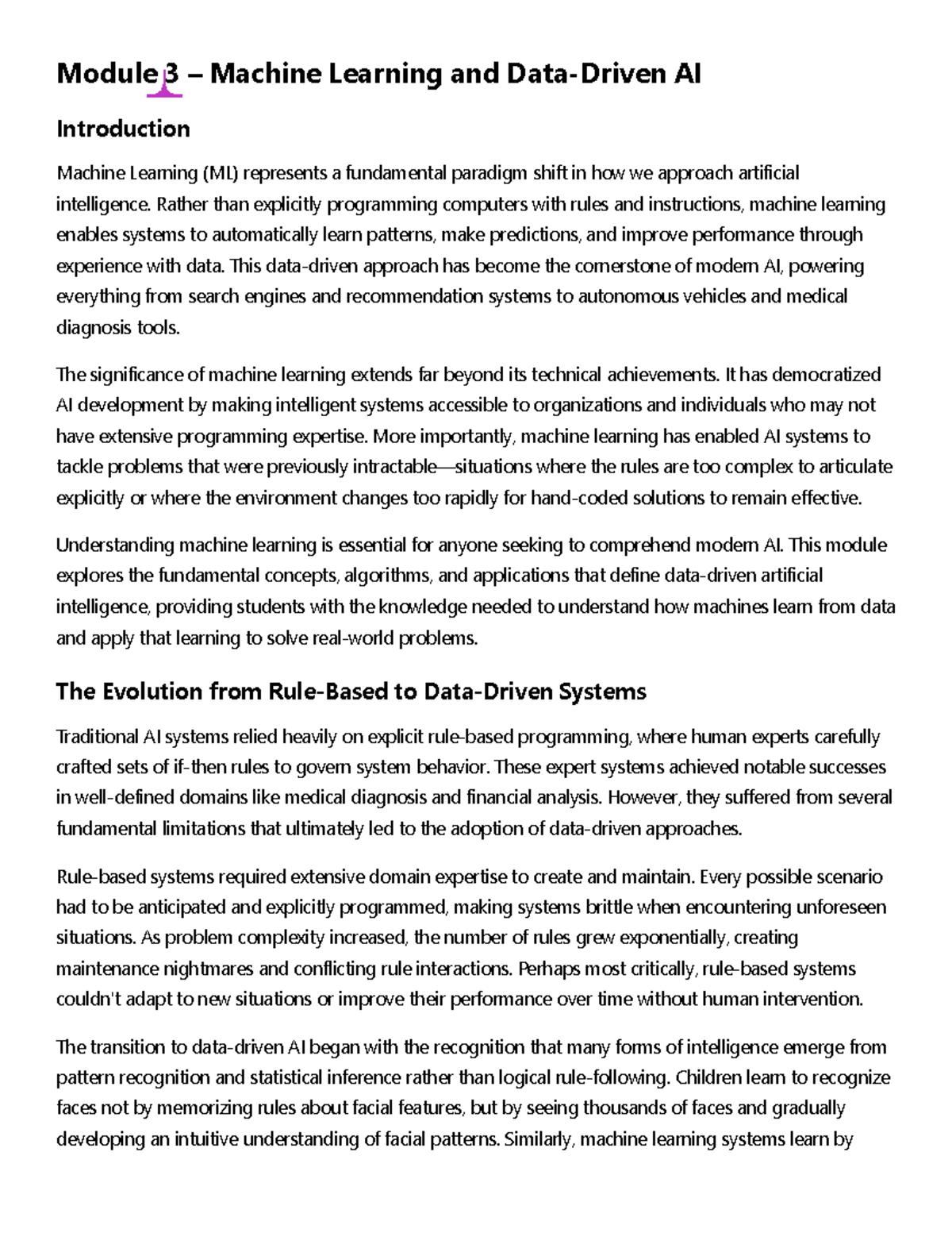 Machine Learning and Data-Driven AI: Concepts & Applications (Module 3 ...