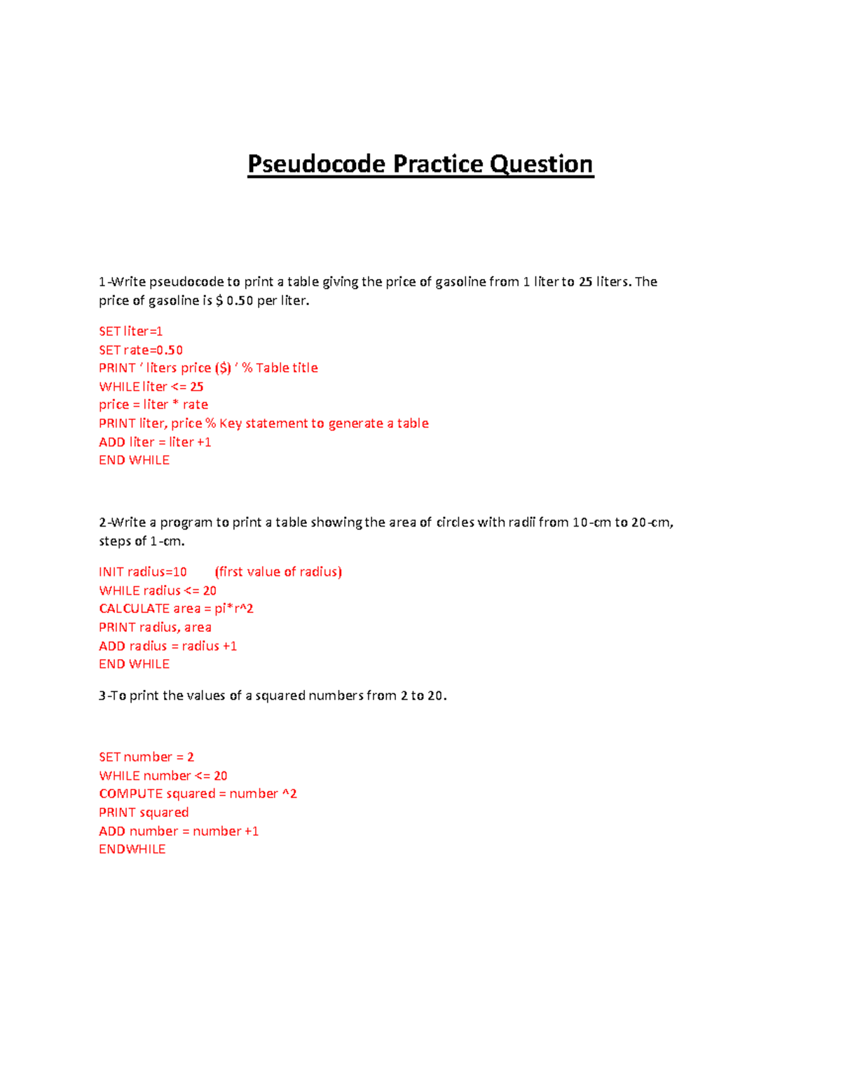Loops Structure Practice Questions (CS101) - Studocu