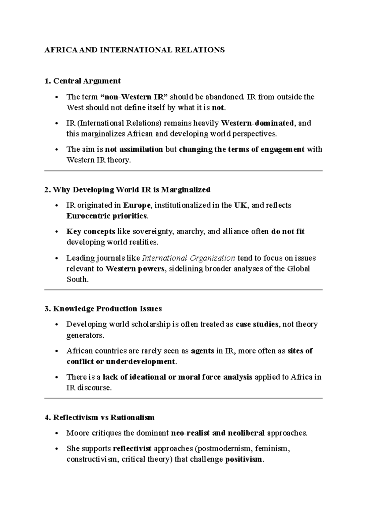 AFRICA AND INTERNATIONAL RELATIONS: A Critical Examination of IR ...