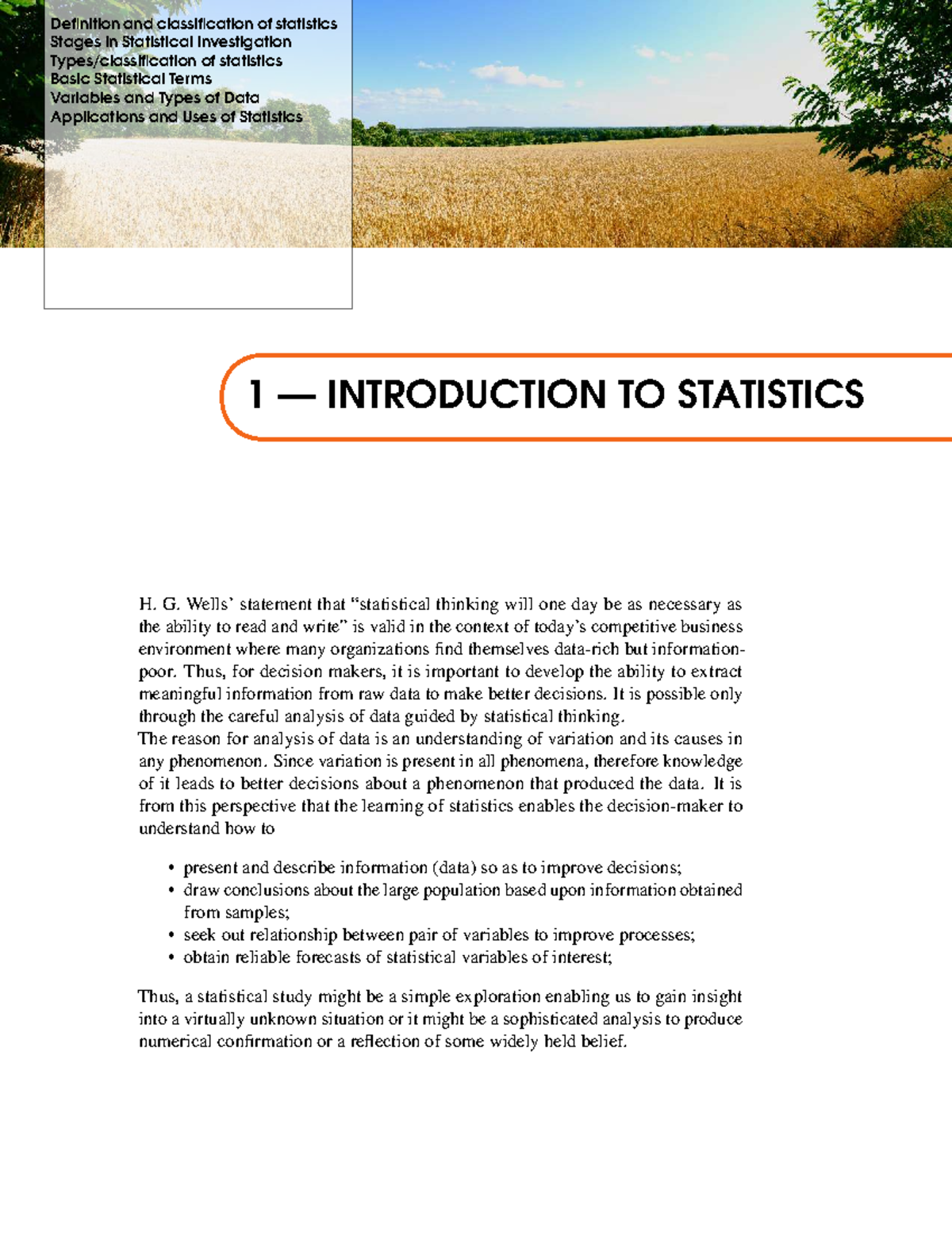 Business Statistics Lecture Notes: Definition, Classification, and ...