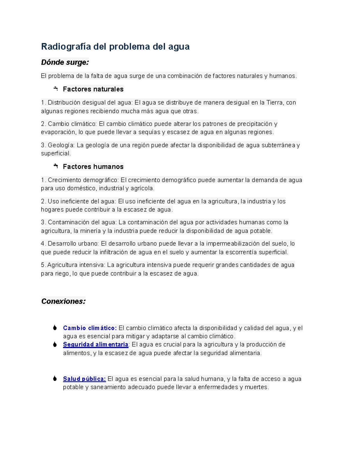 Análisis del problema del agua: Causas, Consecuencias y Soluciones ...