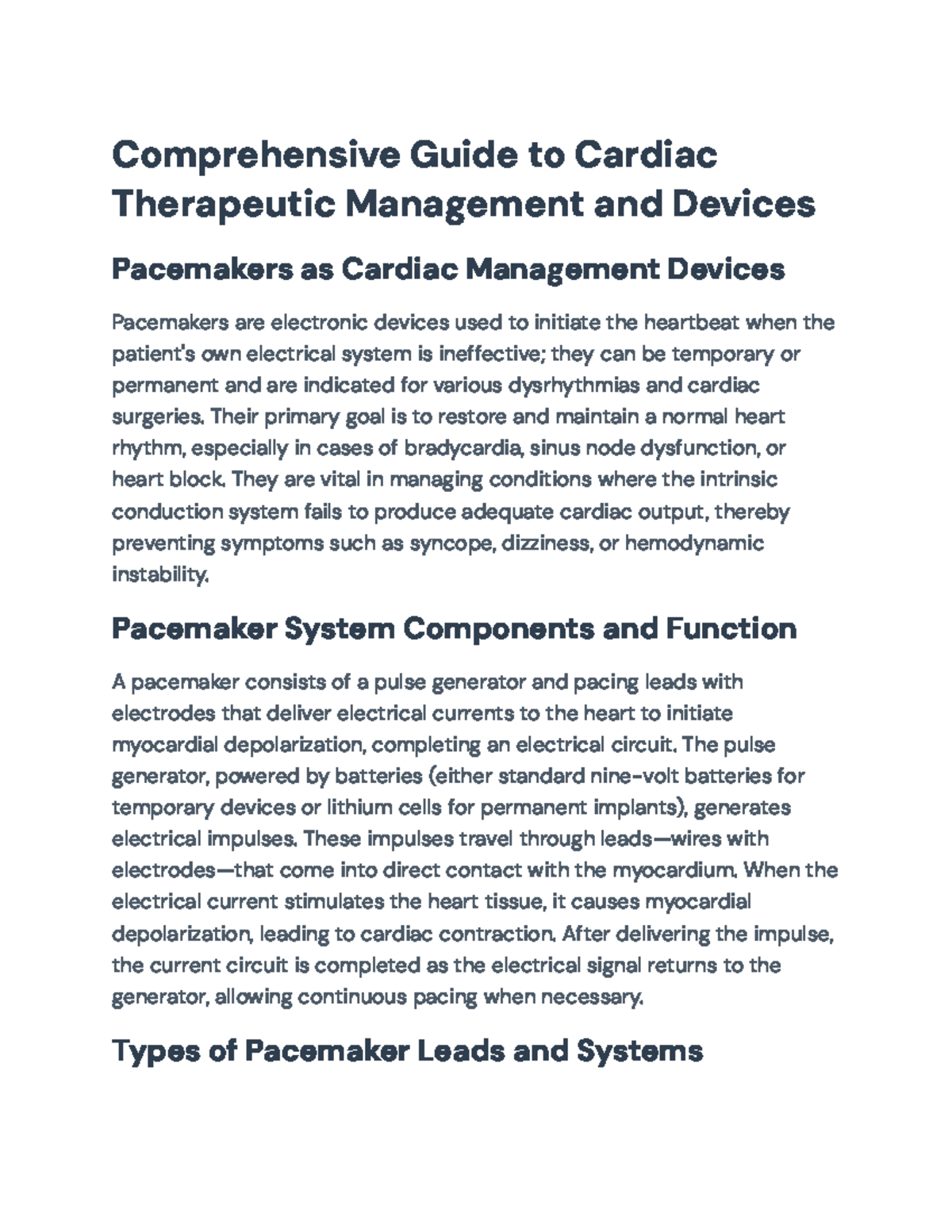 Comprehensive Overview of Cardiac Management Devices and Therapies ...