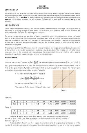 Basic Calculus Module 3 (VLE) - MODULE 3 BASIC CALCULUS Module Content ...