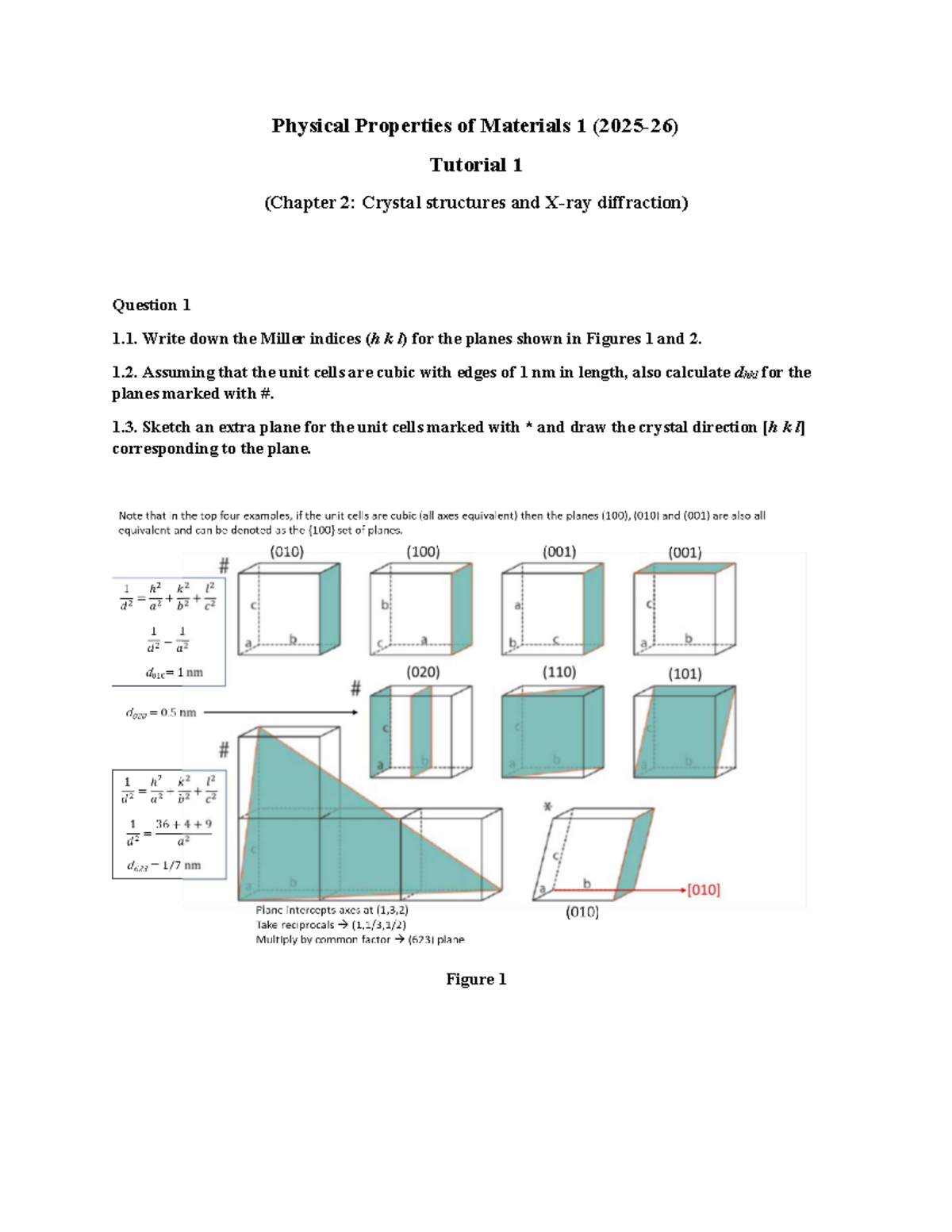 PPM1 Tutorial 1: Crystal Structures & Diffraction Analysis - Studeersnel