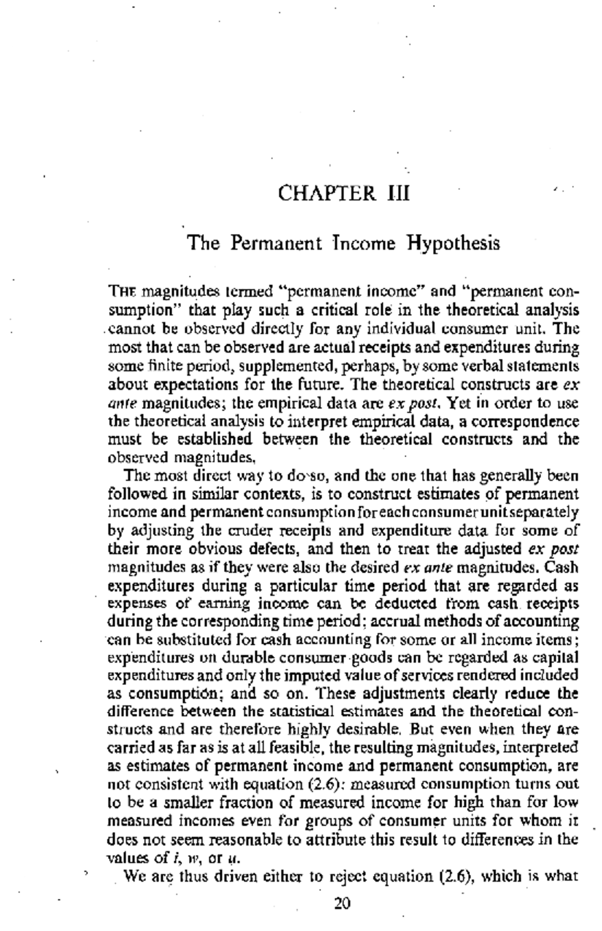 CHAPTER 20: The Permanent Income Hypothesis Analysis - Studocu