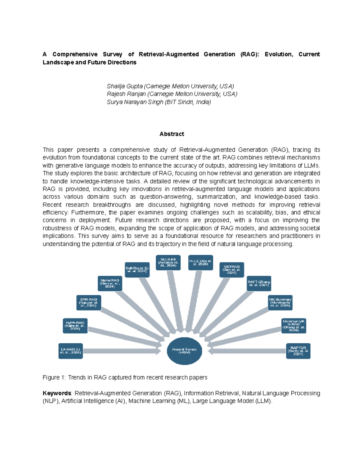 Survey of RAG (CS 101): Evolution, Current Landscape & Future Directions - Studocu