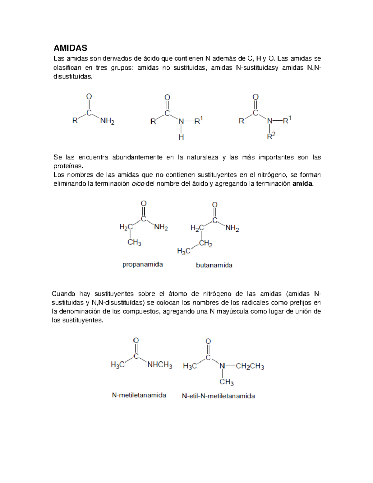 AMIDAS: Clasificación y Nomenclatura de Derivados de Ácido - Studocu