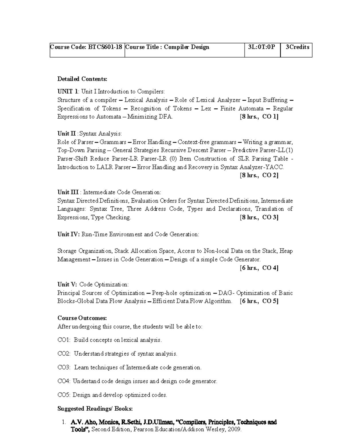 Compiler Design Course Notes: Key Concepts and Techniques - Studocu