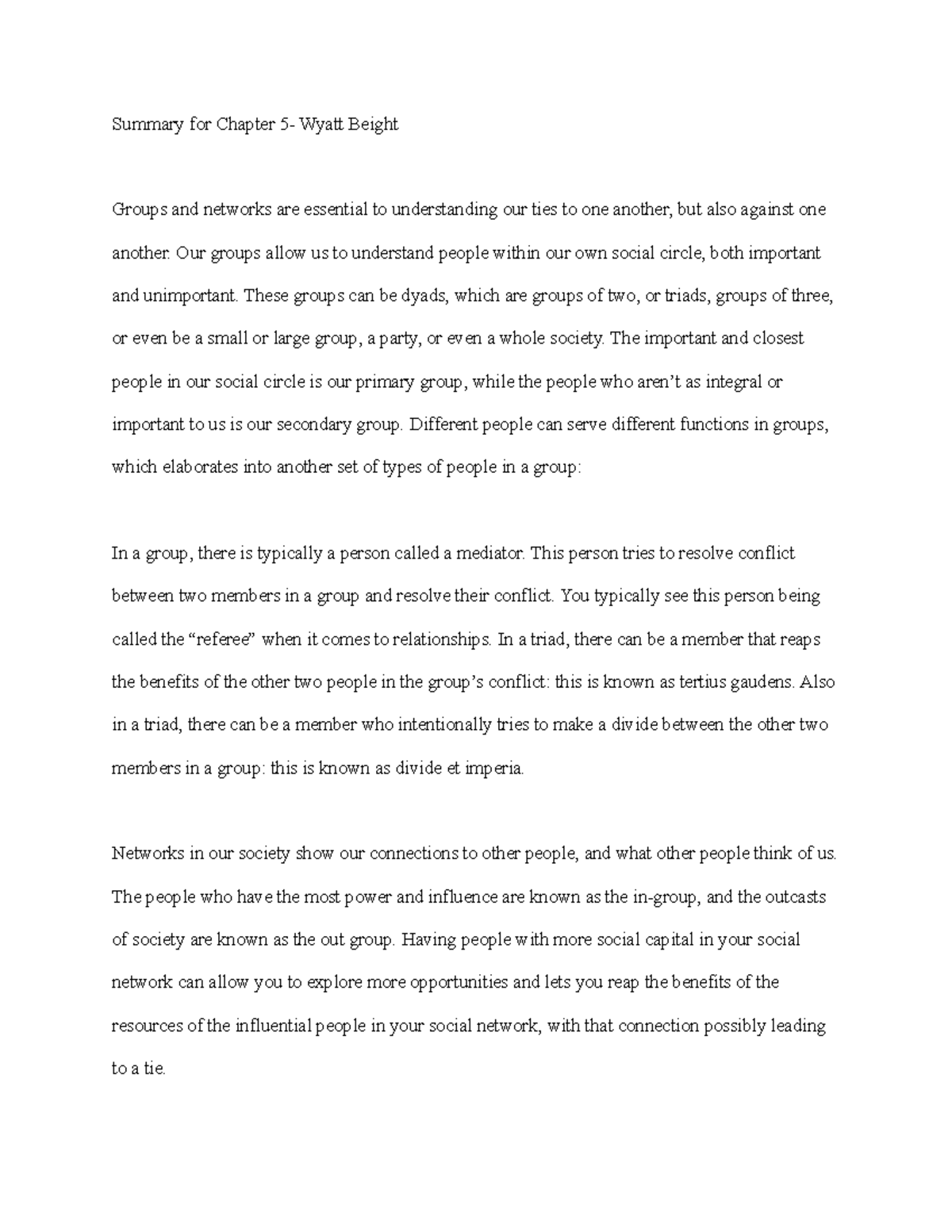 Summary for Chapter 5 - You May Ask Yourself: An Introduction to ...