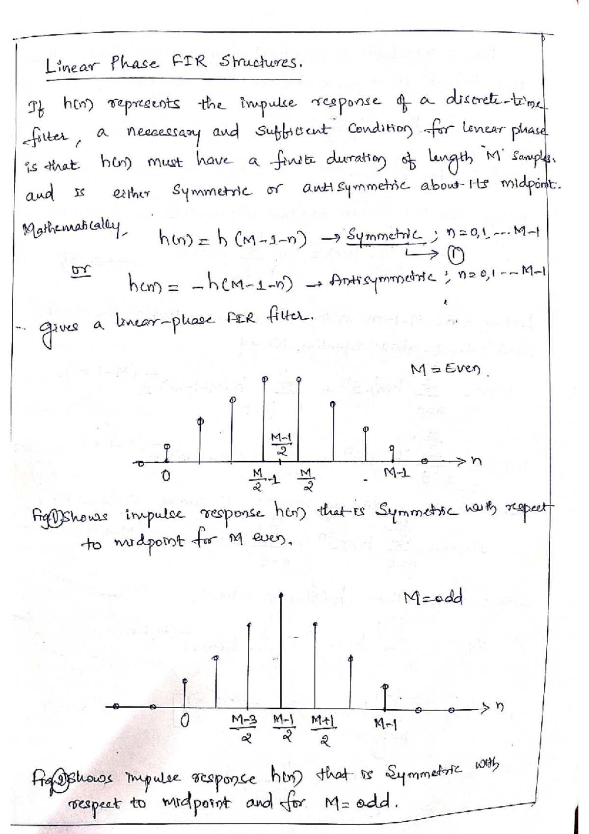 Linear Phase FIR Filter Structures - Module 4 Notes - Studocu