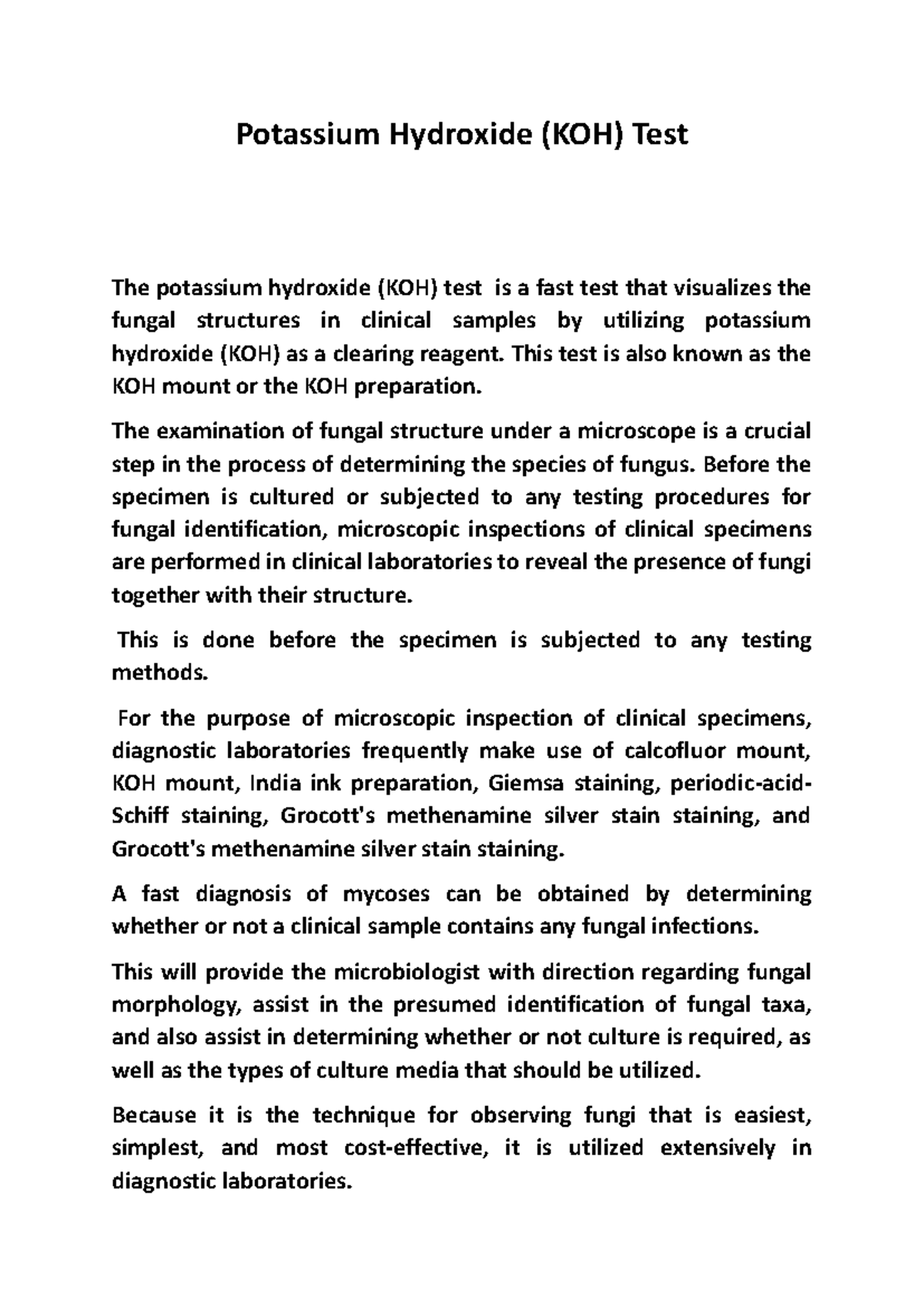 Potassium Hydroxide (KOH) Test - This test is also known as the KOH ...