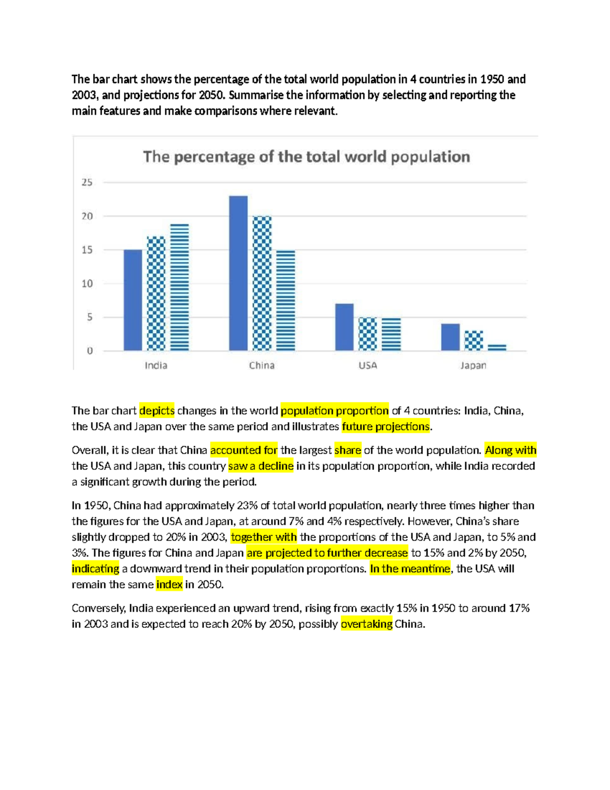 World Population Trends: 1950, 2003, and Projections for 2050 - Studocu