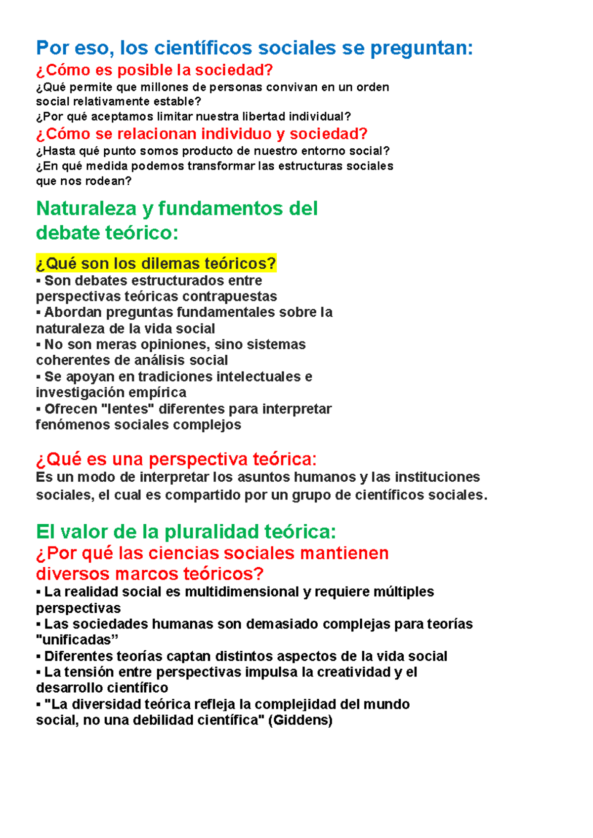 Repasos de Proceso Social 1 2 3: Teorías y Perspectivas Sociales - Studocu