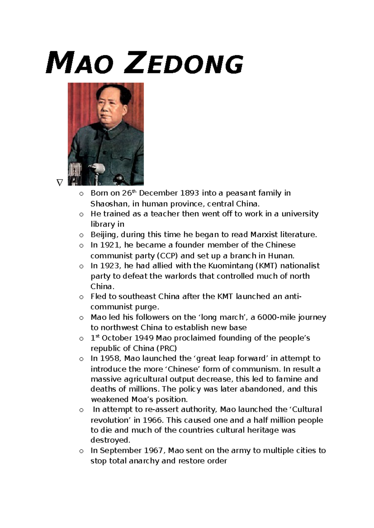 Cat's induction work - theres nothing to give - MAO ZEDONG o Born on ...