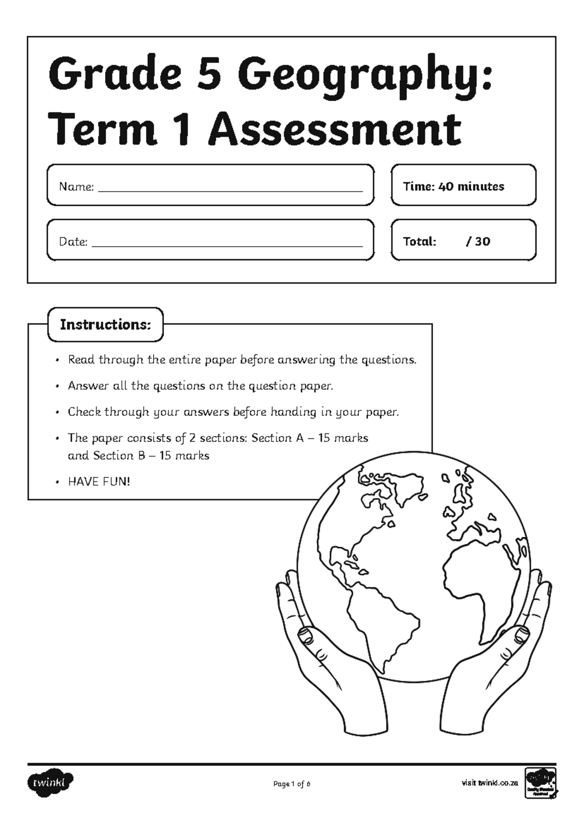 Grade 5 Geography: Term 1 Assessment Notes and Answers - Studocu
