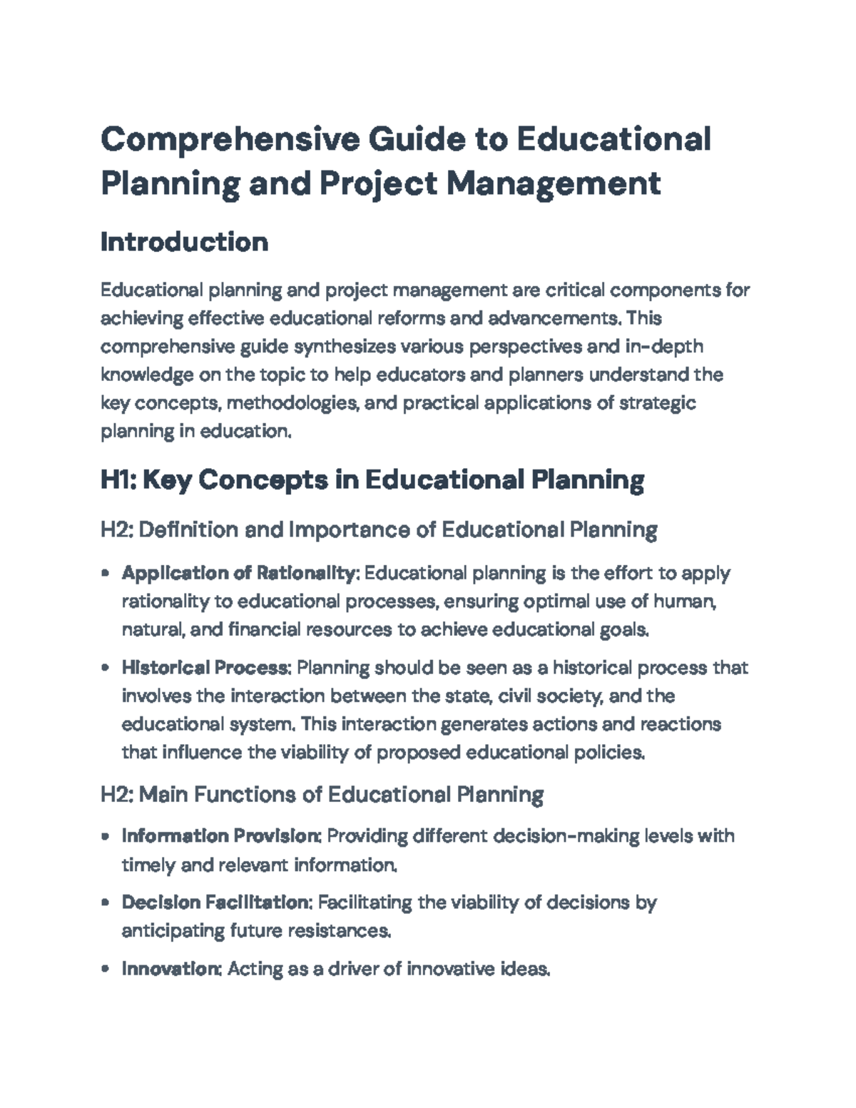 Comprehensive Guide to Educational Planning & Project Management - Comprehensive Guide to - Studocu