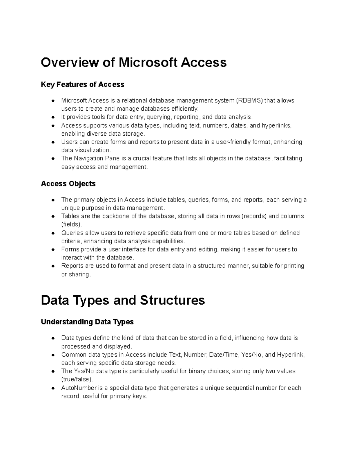 Microsoft Access Study Guide: Core Features & Best Practices - Studocu