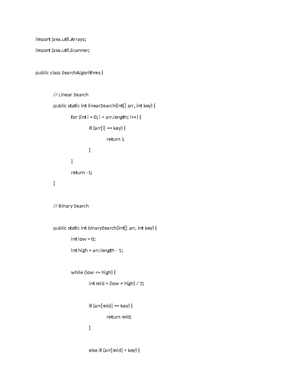 Coding Exercise 1: Search Algorithms in Java (IT101) - Studocu