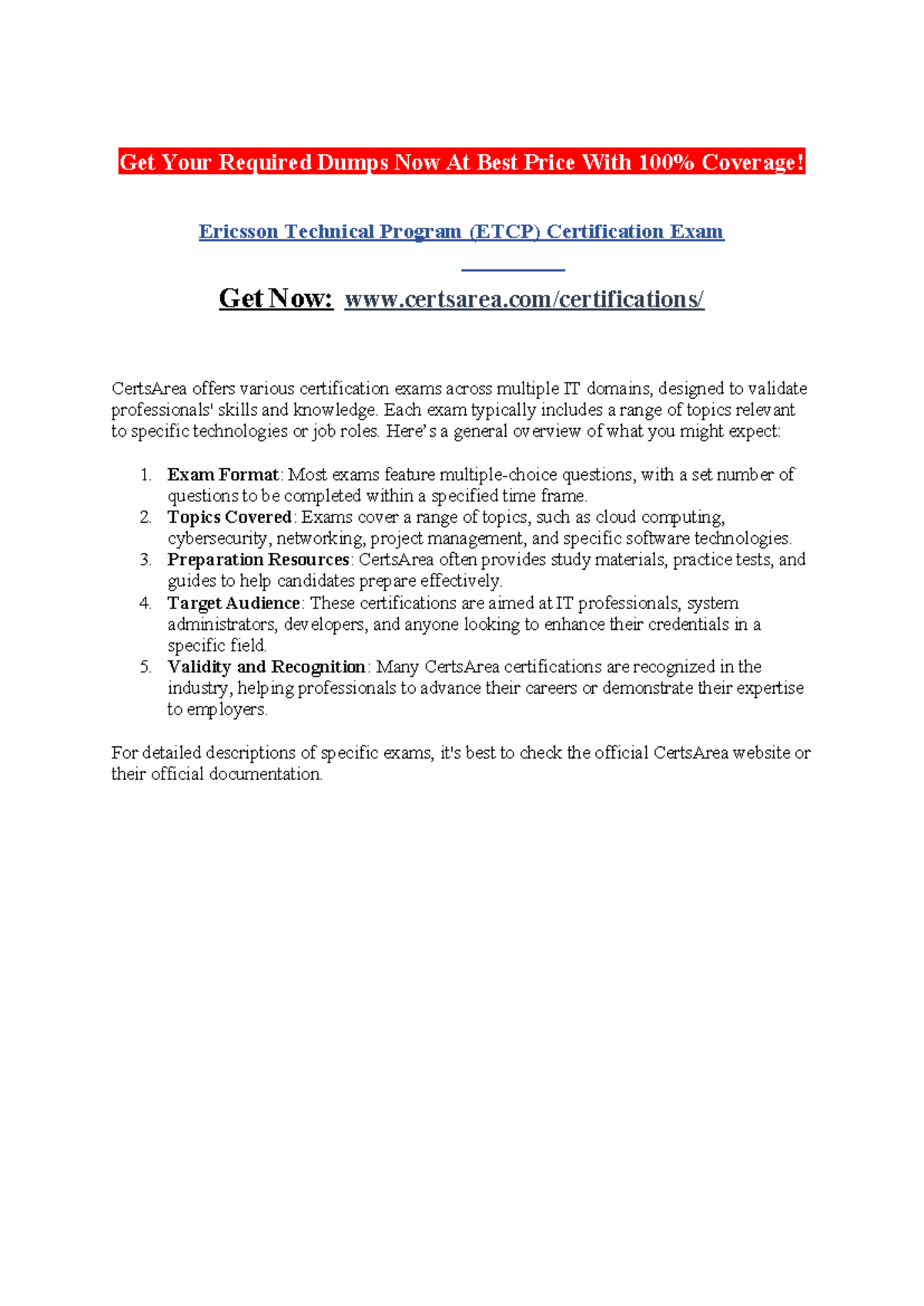 Ericsson Technical Program (ETCP) Certification Exam - Get Your ...