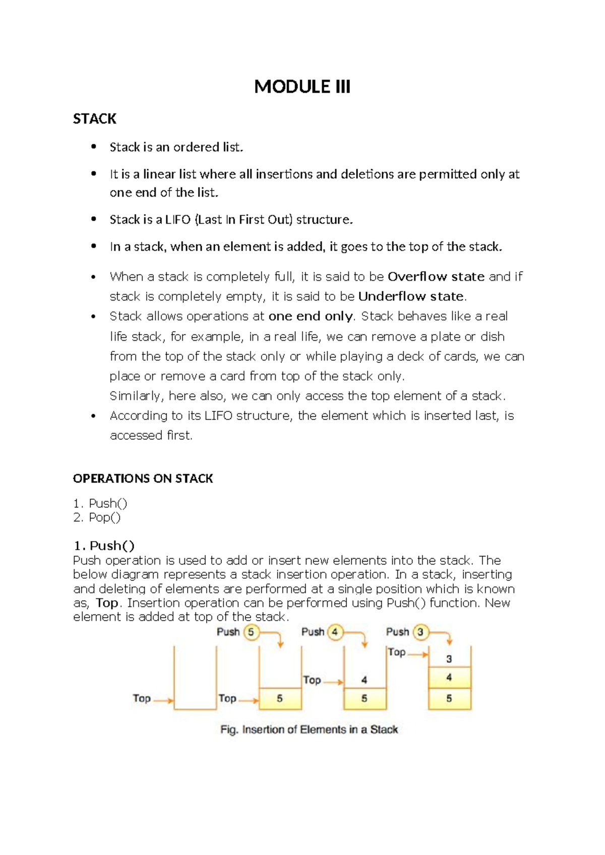 DS- Module 3 Lecture Notes: Understanding Stack Operations and ...