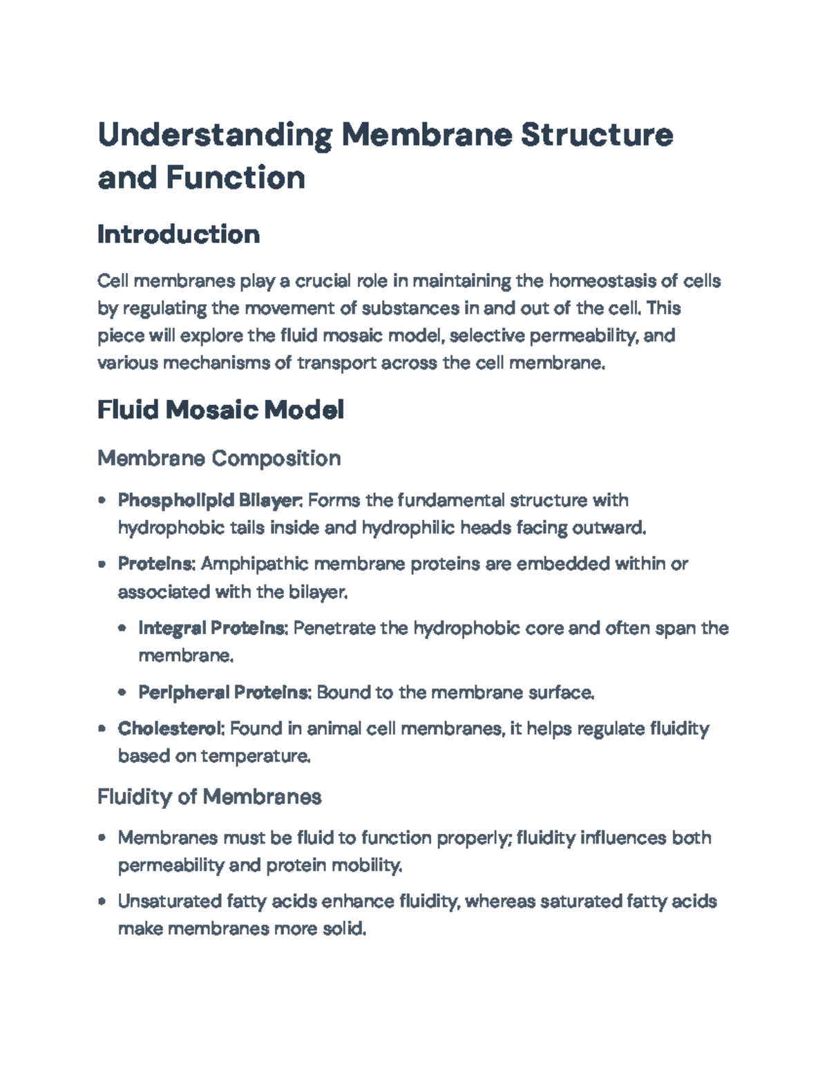 Understanding Membrane Structure and Function in Cell Biology ...
