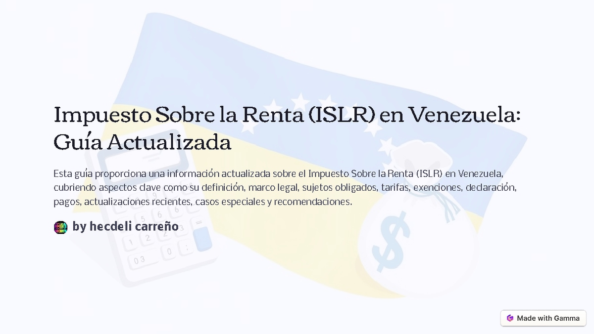 Guía Actualizada sobre el Impuesto Sobre la Renta (ISLR) en Venezuela ...